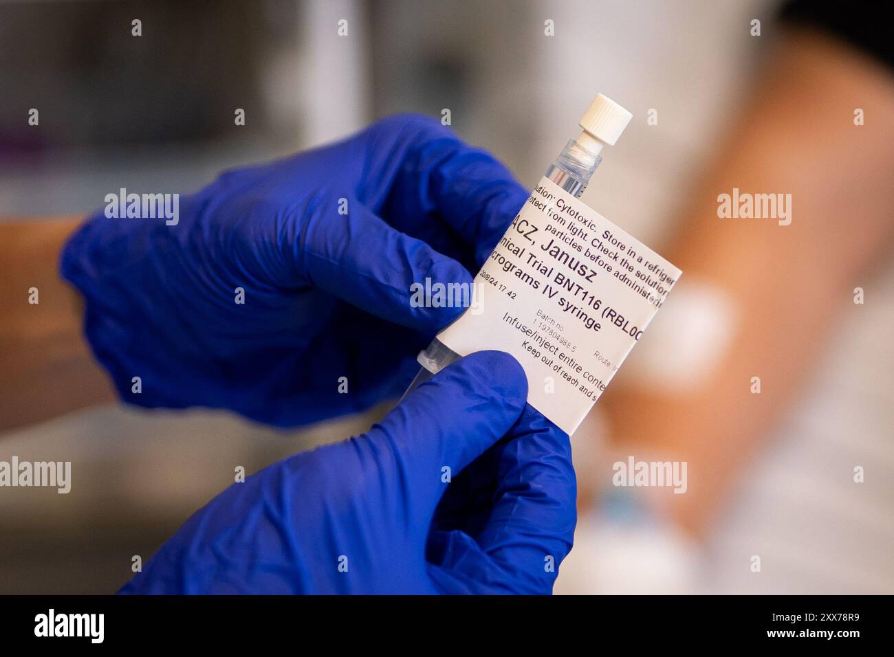 An injection of a BioNTech mRNA cancer immunotherapy for non-small cell ...