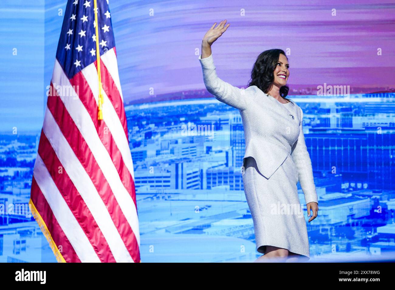 Chicago, USA. 22nd Aug, 2024. Michigan Gov. Gretchen Whitmer delivers a ...