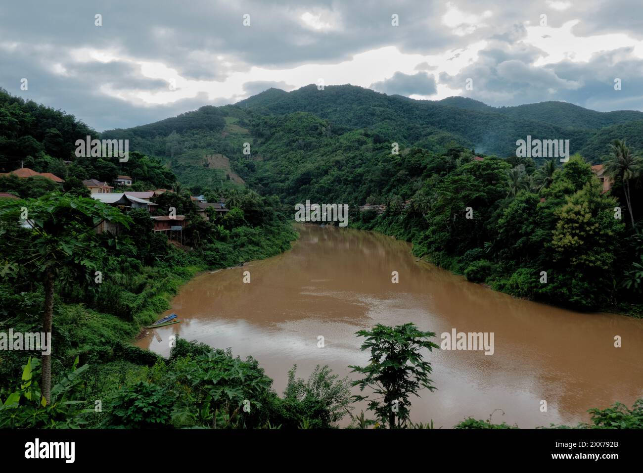 Looking down the Nam Ou River, Muang Khua, Laos Stock Photo - Alamy