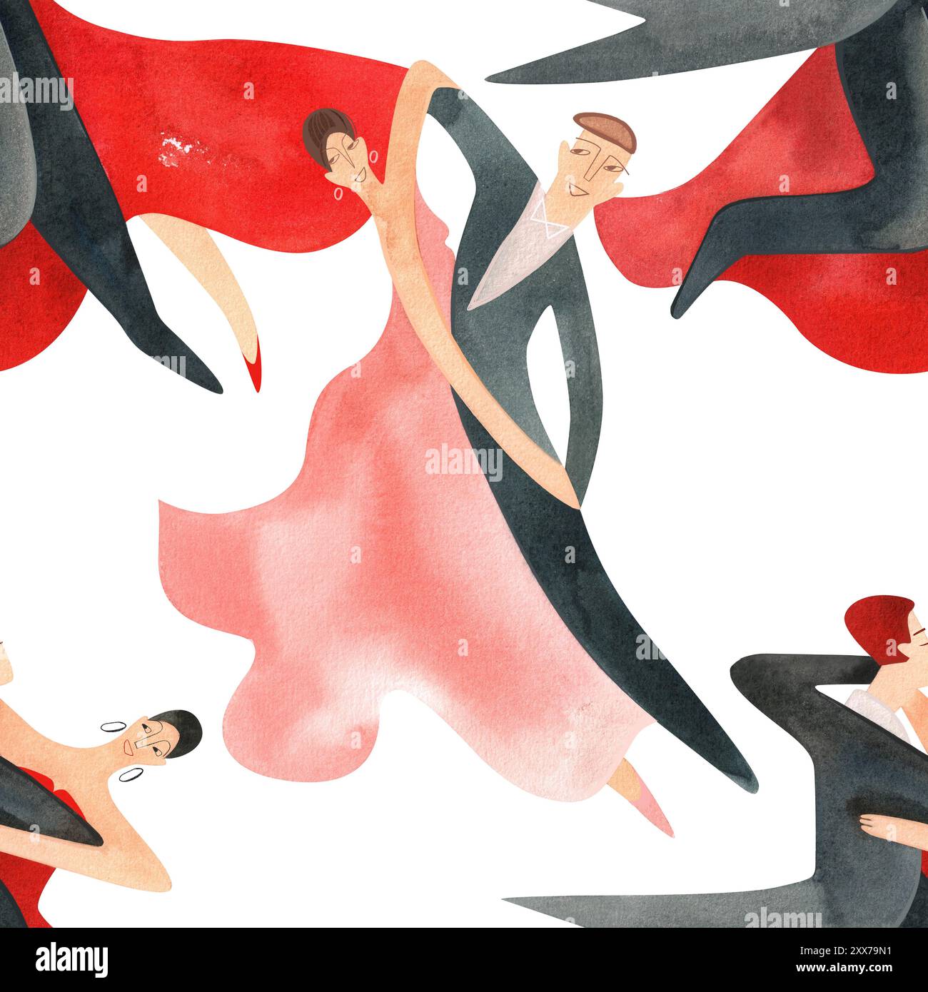 Ballroom dancing, standard. Adult couples on the parquet. Isolated ...