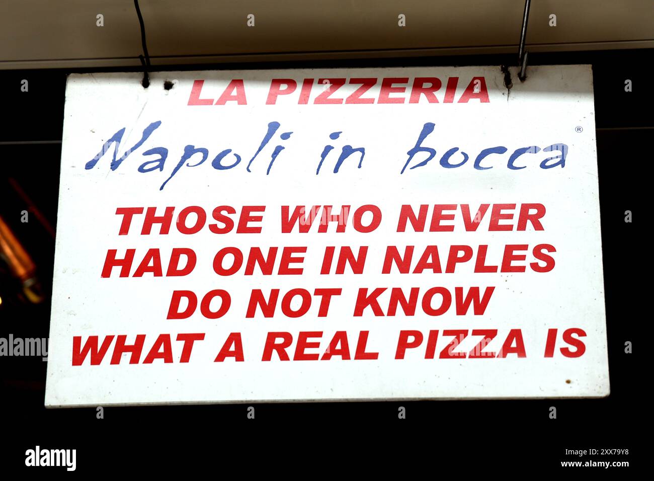Sign outside a pizza restaurant in Naples Italy Stock Photo - Alamy