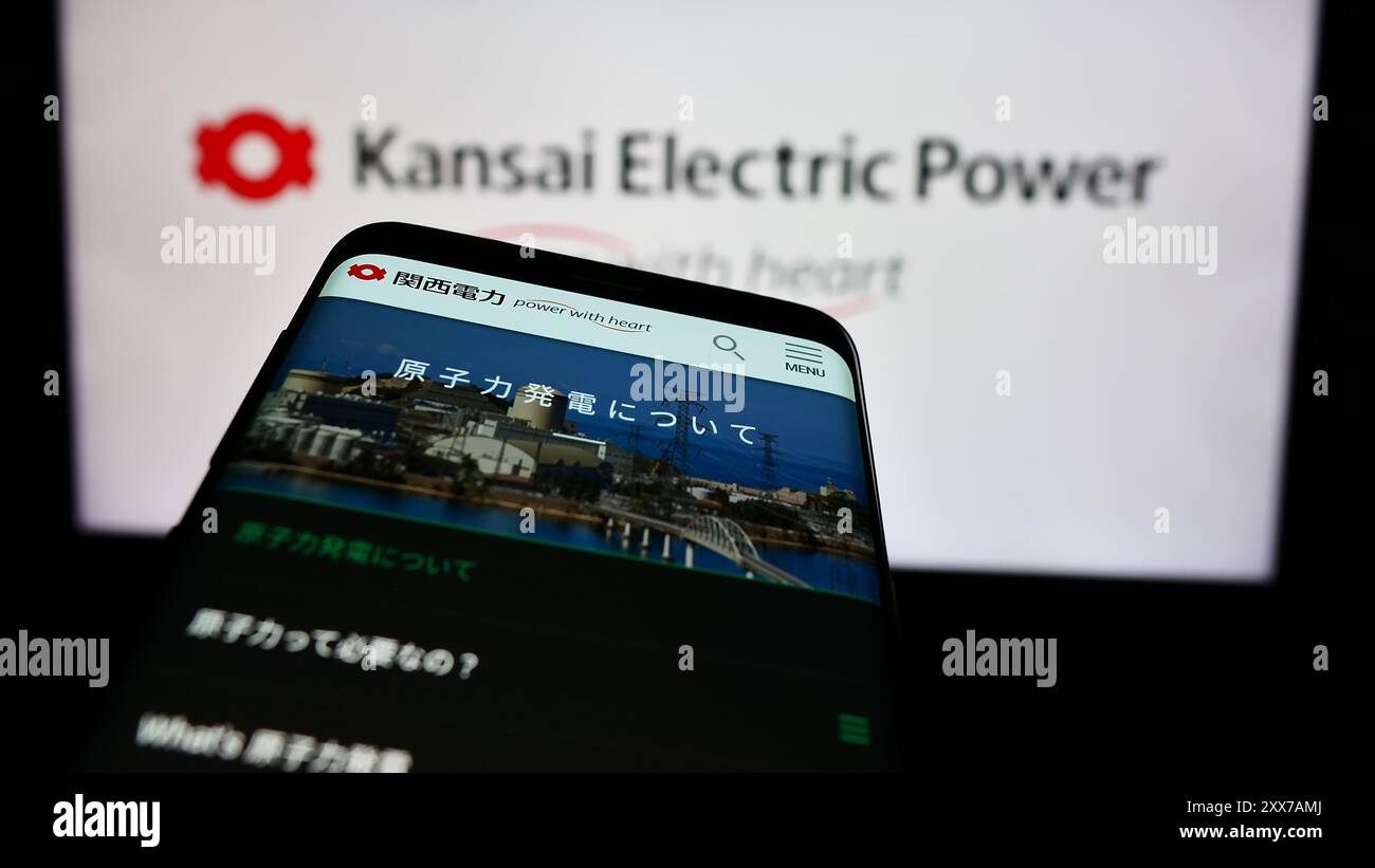 Mobile phone with website of Japanese company Kansai Electric Power Co ...