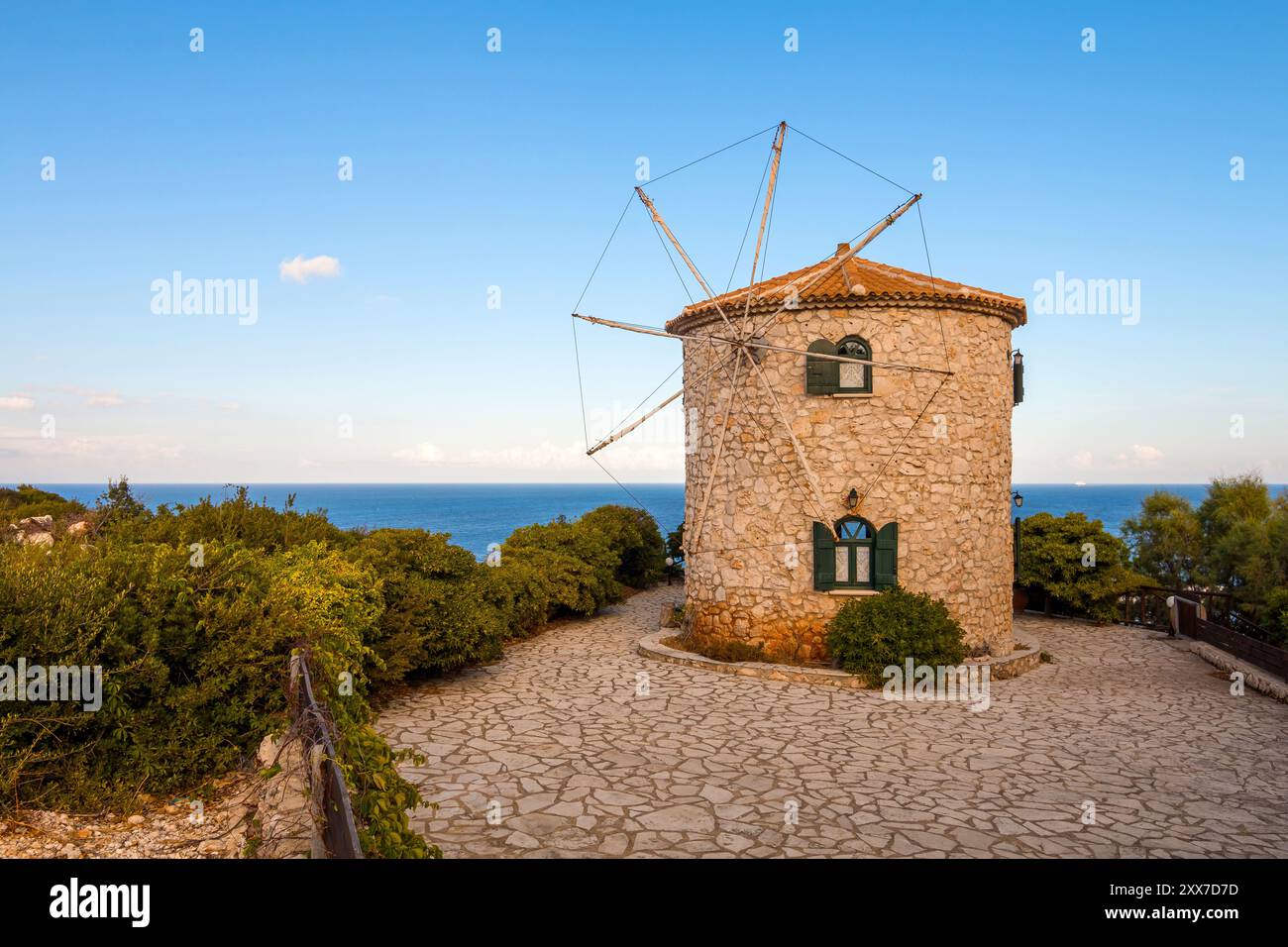 Old Windmill in Agios Nikolaos near blue caves in Zakynthos (Zante ...