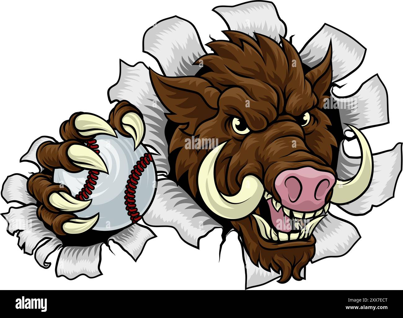 Boar Wild Hog Razorback Warthog Baseball Mascot Stock Vector Image ...