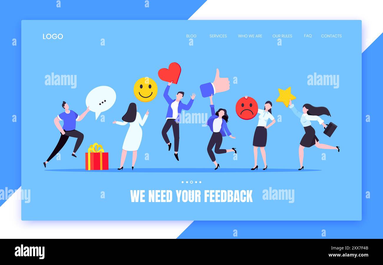 Employee feedback work satisfaction survey business concept flat vector ...