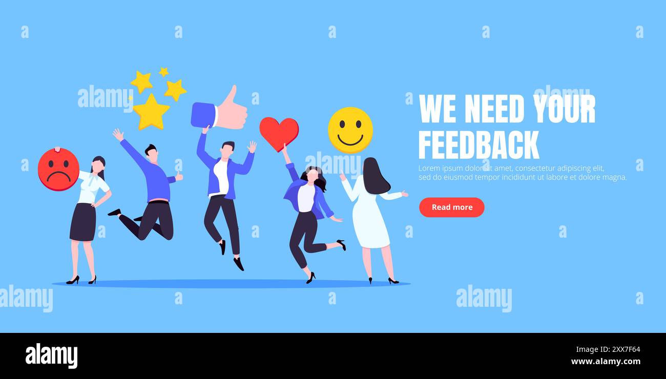 Employee feedback work satisfaction survey business concept flat vector ...