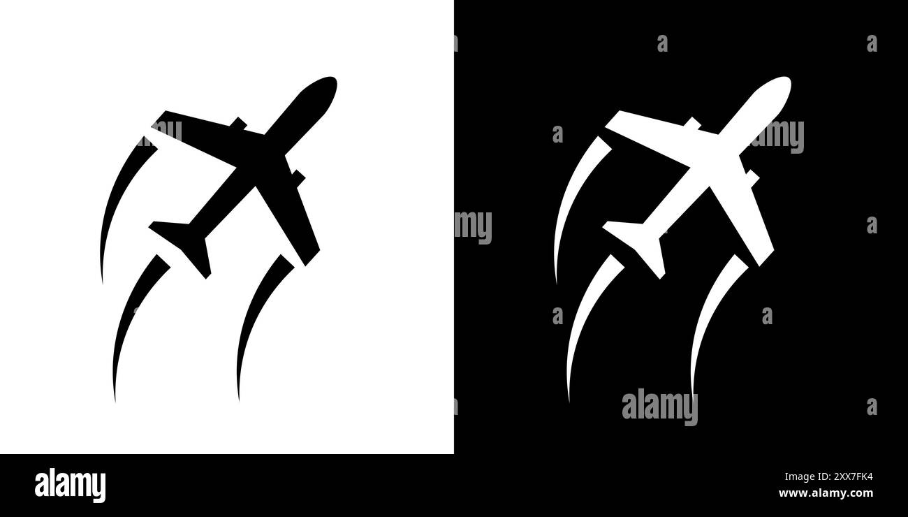 Airplane icon on black and white background. Airplane symbol. Vector ...