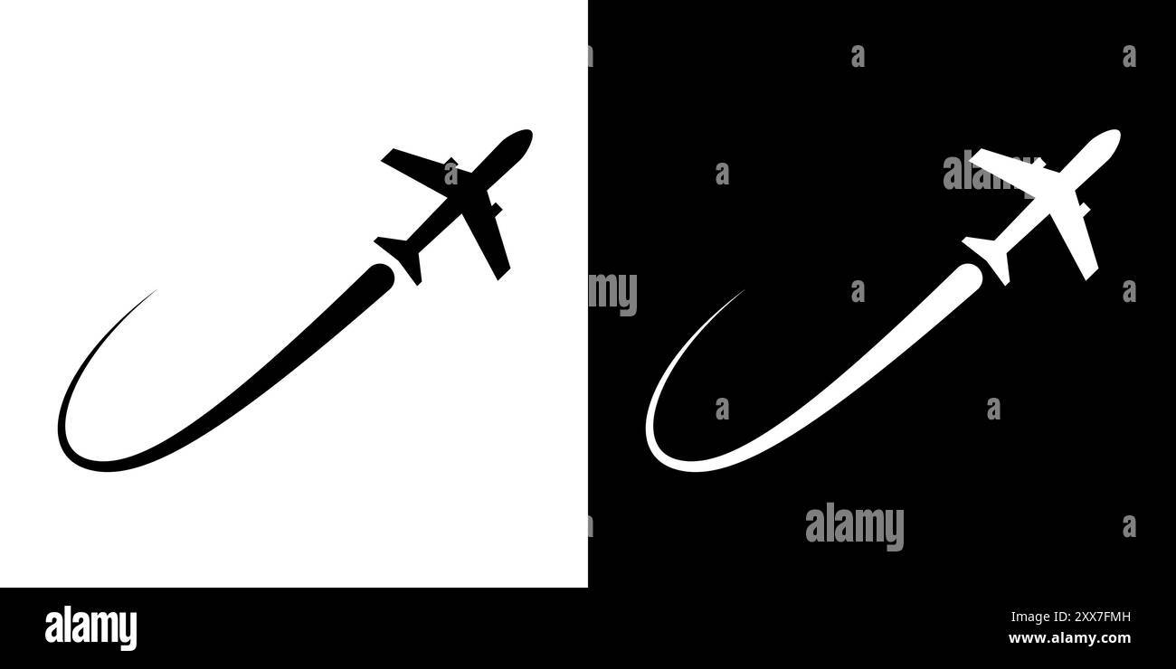 Airplane icon on black and white background. Airplane symbol. Vector ...