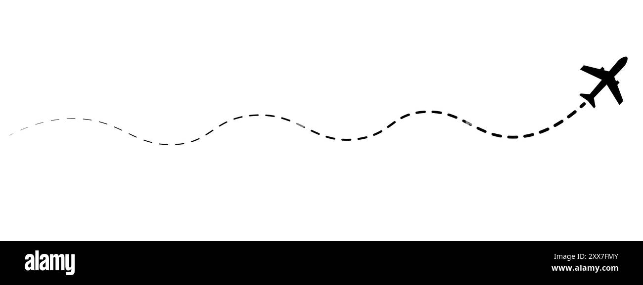 Airplane route line and dash line trace. Airline path. Vector ...