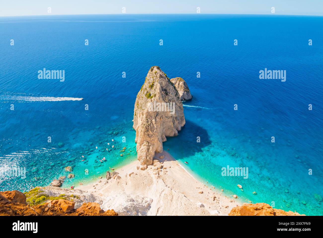 Aerial view of Mizithres cliff rock in Zakynthos Ionian island, Greece ...