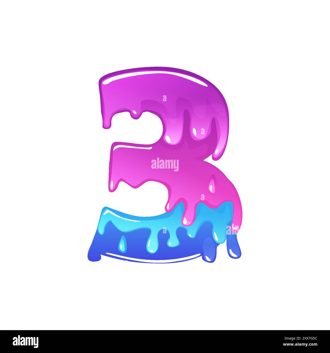 Vector Slime Cartoon Number 3, figure Three. Slime font type number ...