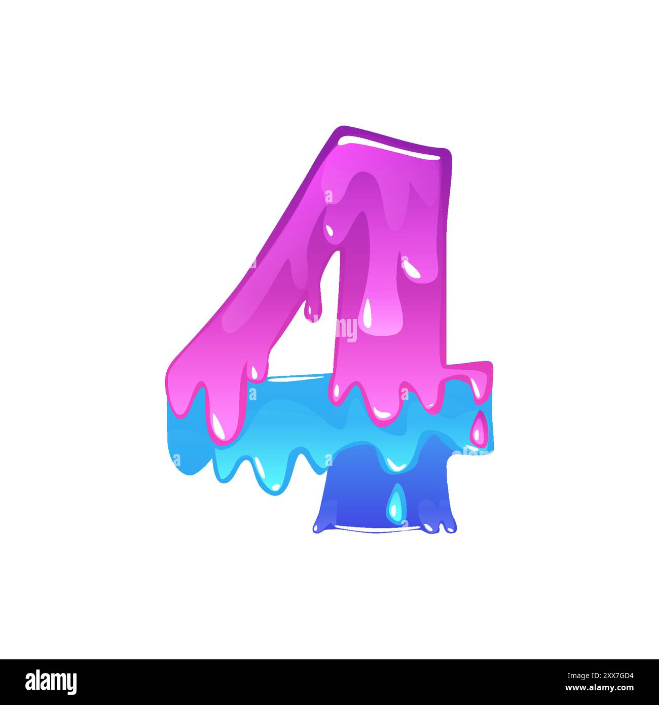 Vector Slime Cartoon Number 4, figure Four. Slime font type number ...