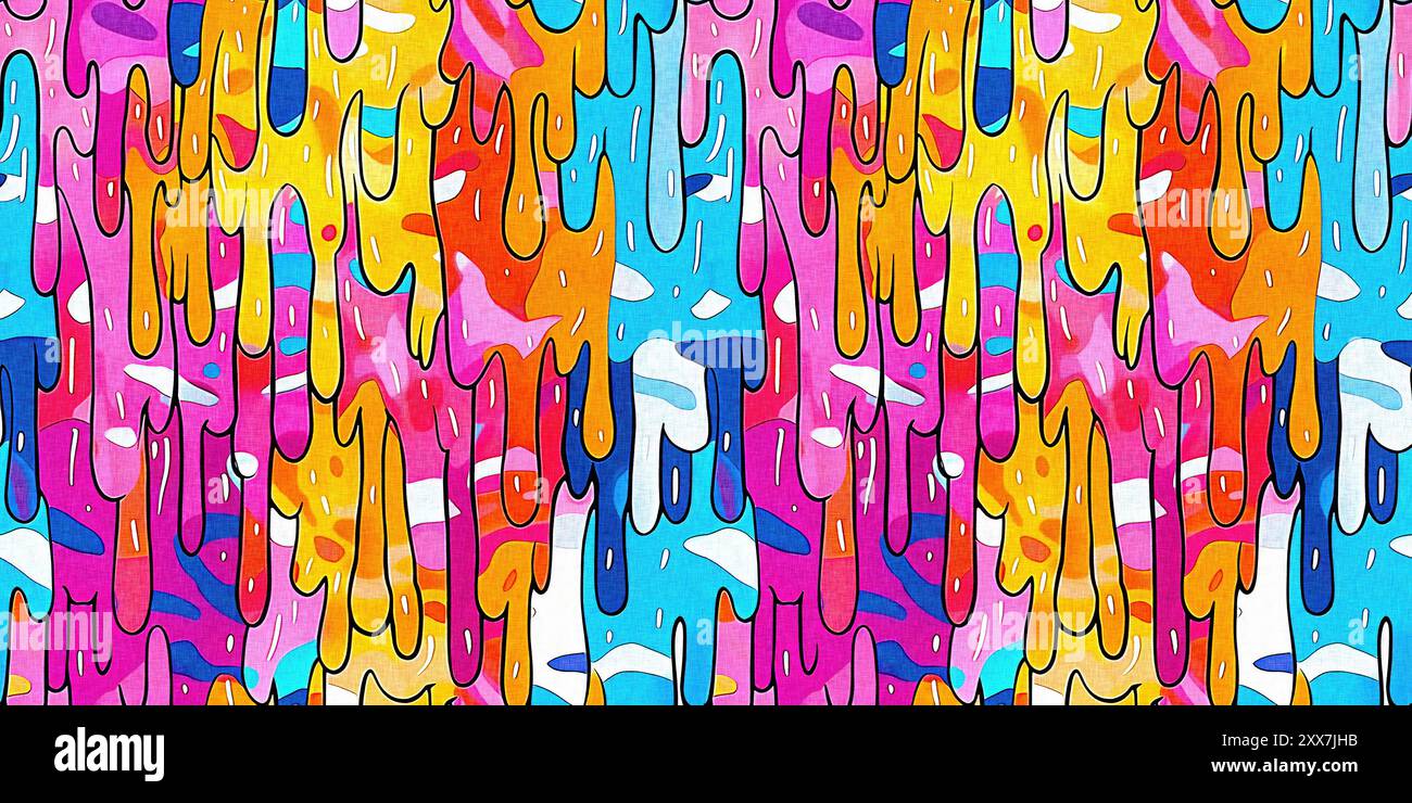 Fun dripping paint effect digital banner pattern with whimsical ink ...
