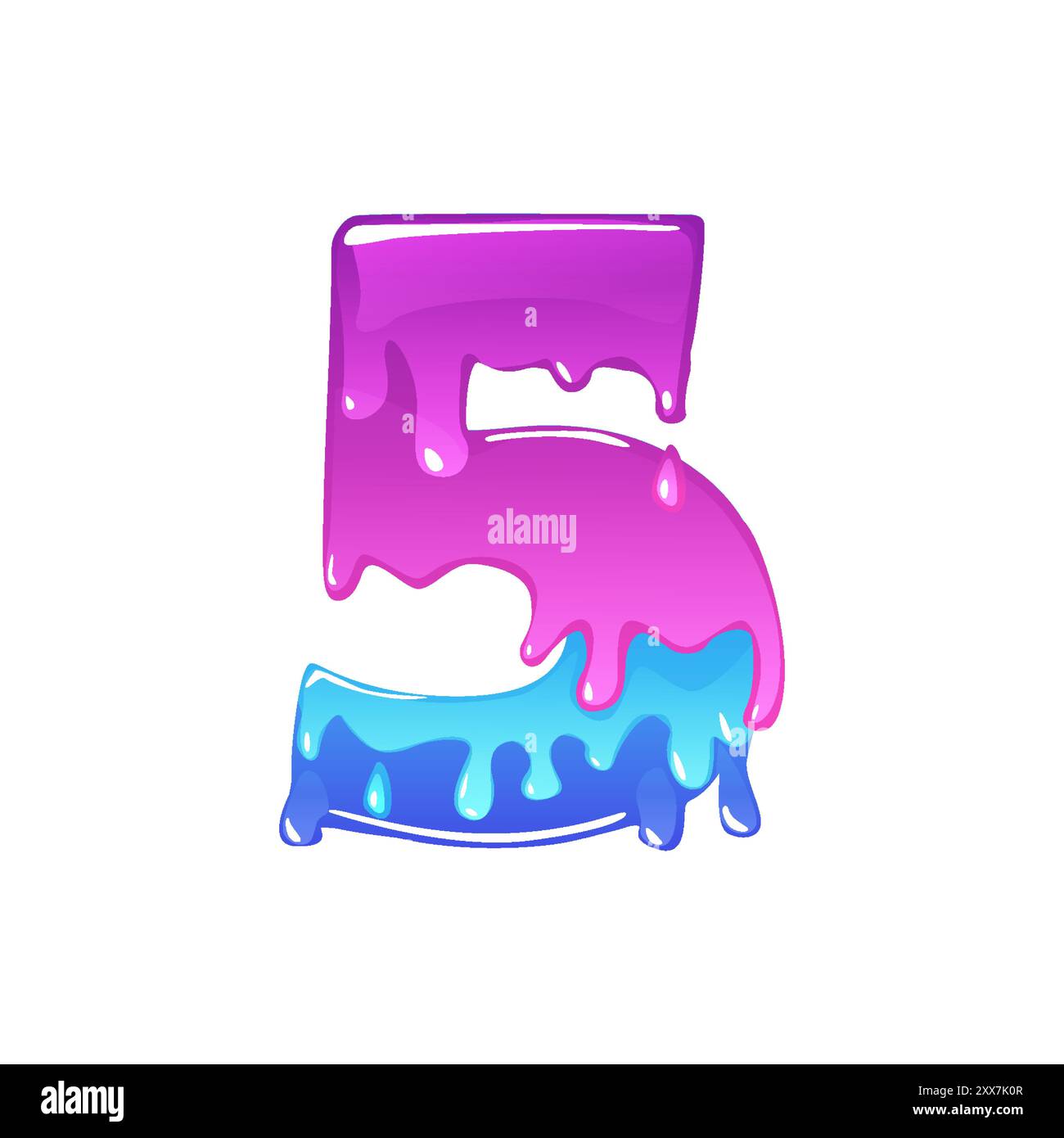 Vector Slime Cartoon Number 5, figure Five. Slime font type number ...