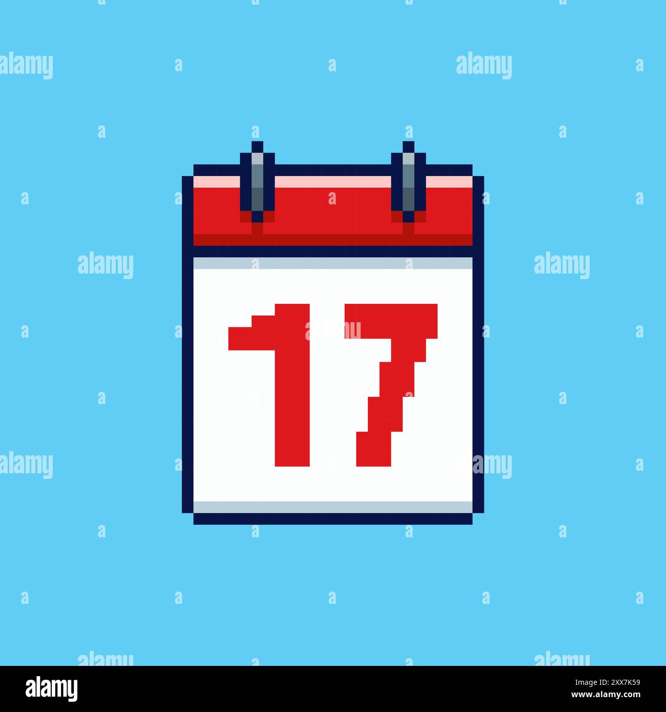 Vector Illustration of calendar date 17 with Pixel Art Design, perfect ...