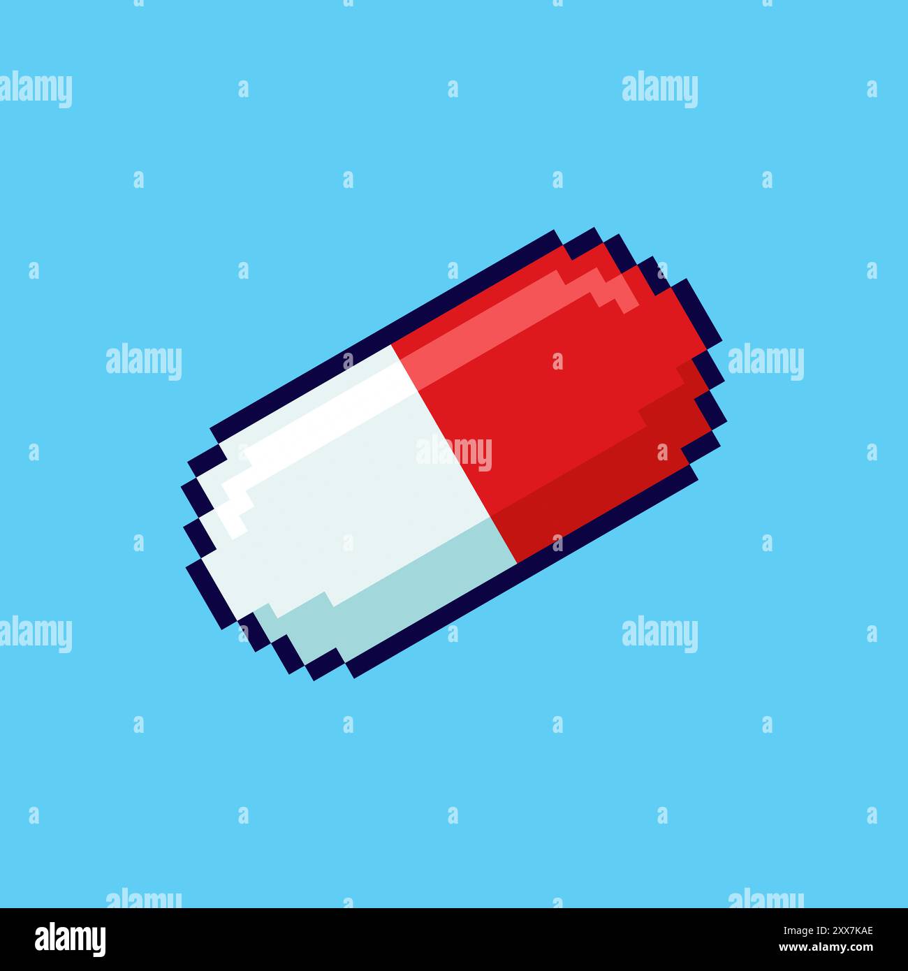 Vector Illustration of medicine capsule with Pixel Art Design, perfect ...