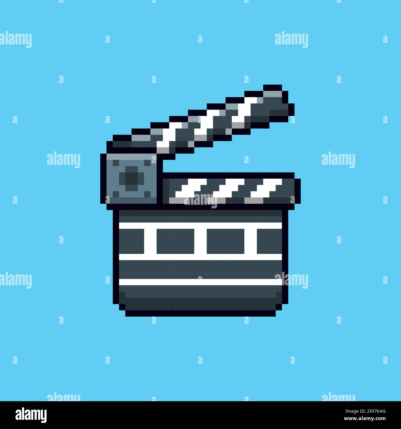 Vector Illustration of Clapper board with Pixel Art Design, perfect for ...