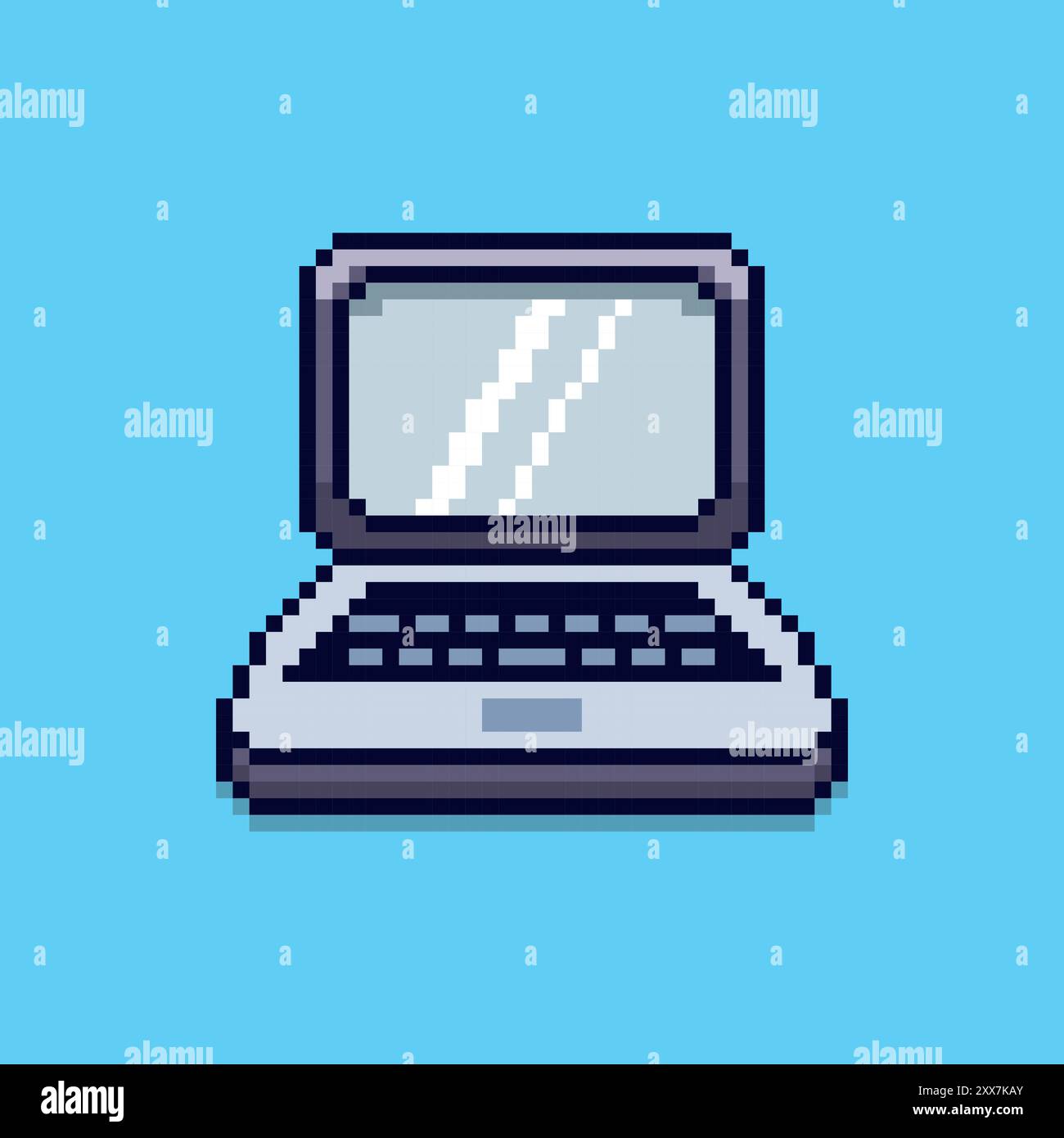 Vector Illustration of laptop with Pixel Art Design, perfect for game ...