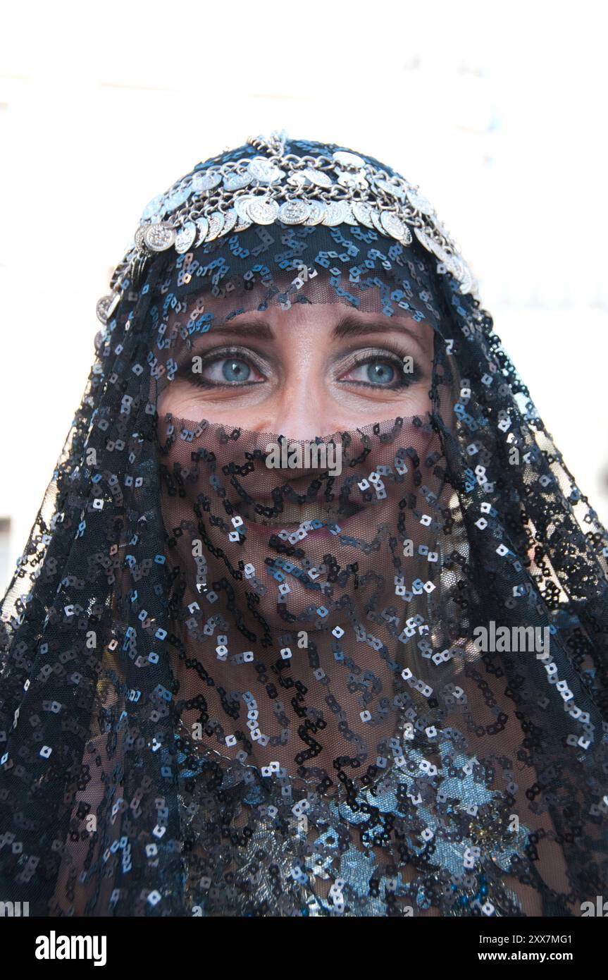 Moors and christians festival veiled lady Stock Photo - Alamy