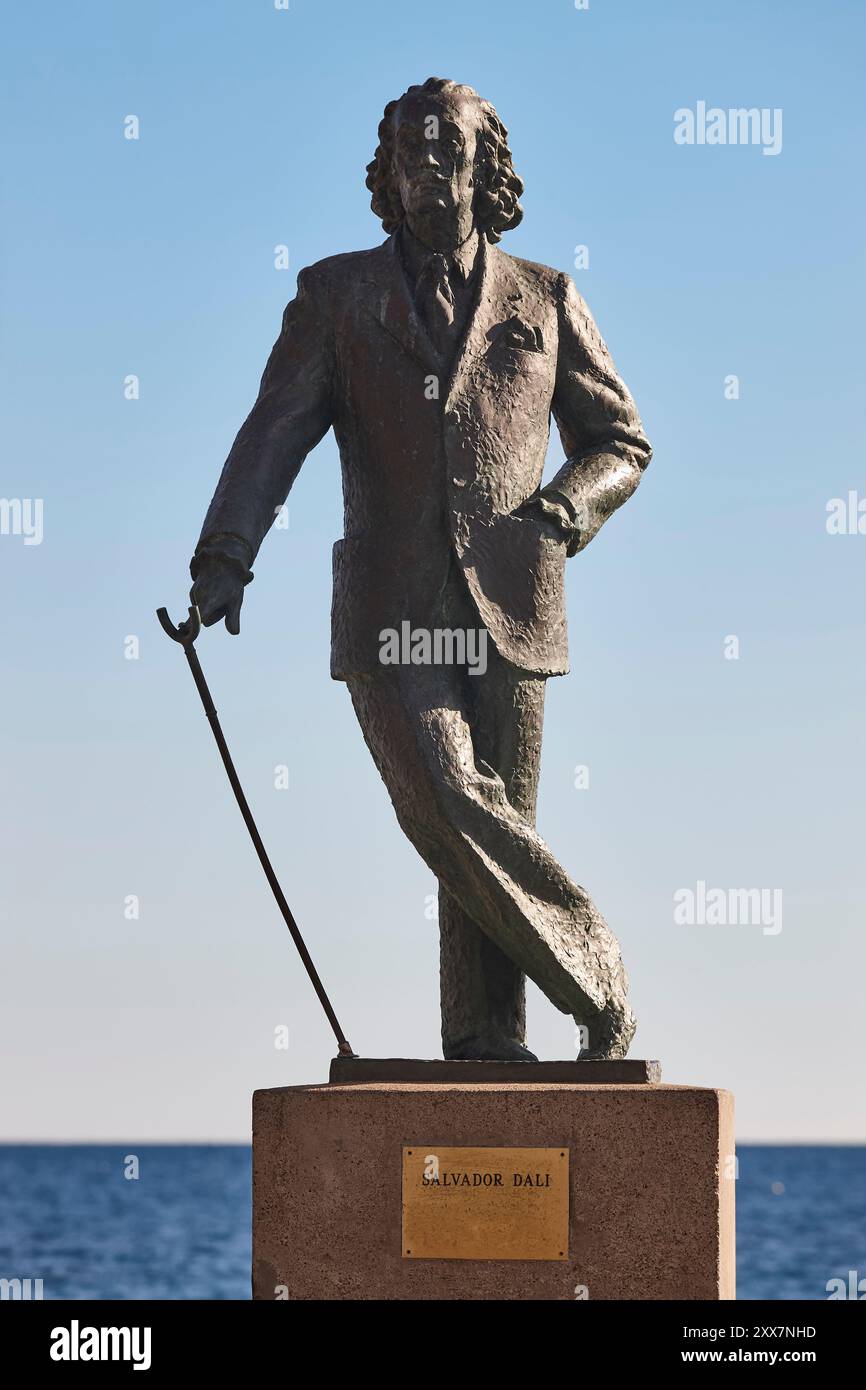 Salvador Dali statue in Cadaques village. Girona, Costa Brava. Spain ...