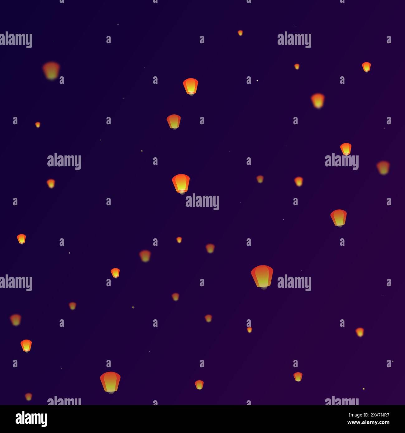 Yi peng festival card. Thailand holiday with paper lantern lights ...