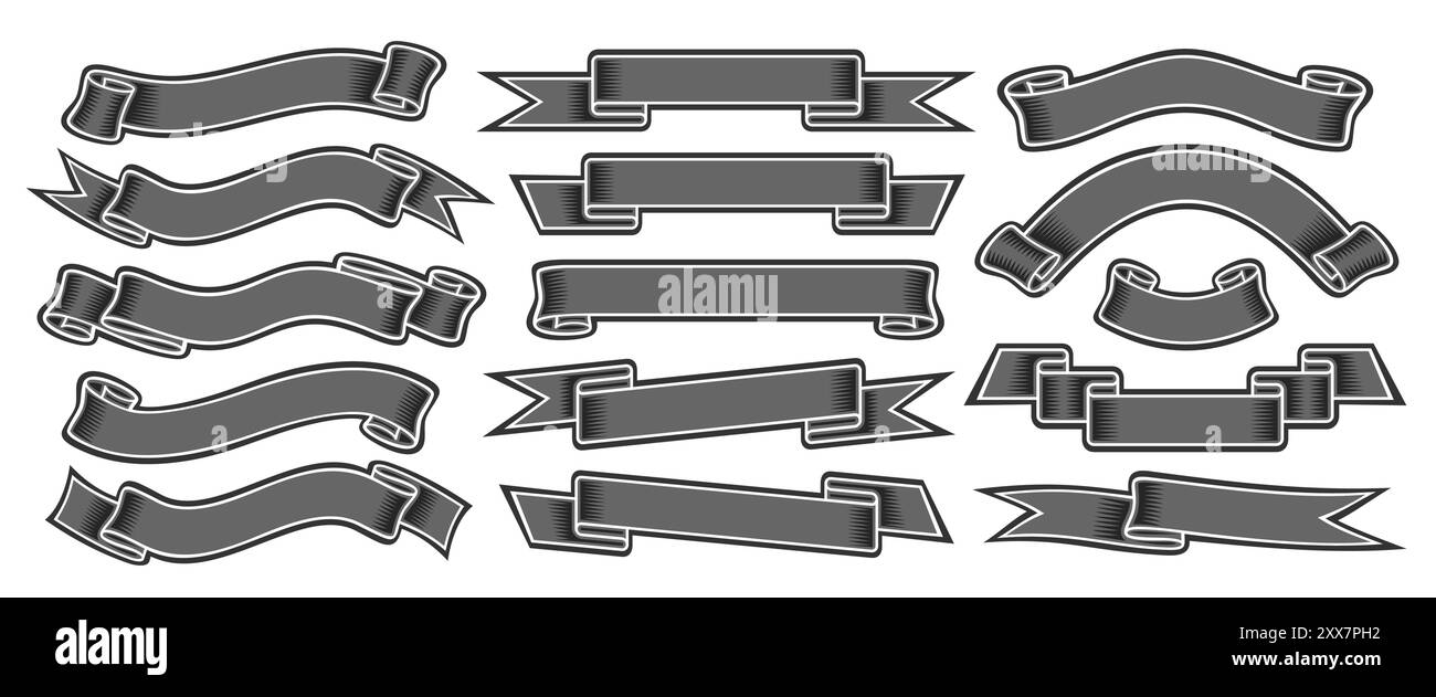 Vector Ribbon Banners Set, collection of cut out illustrations ...