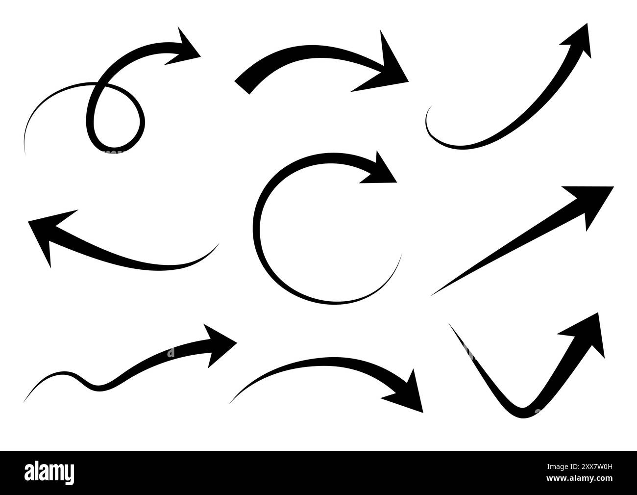 Hand drawn arrow symbol icons. Set of arrow doodle style Stock Vector ...