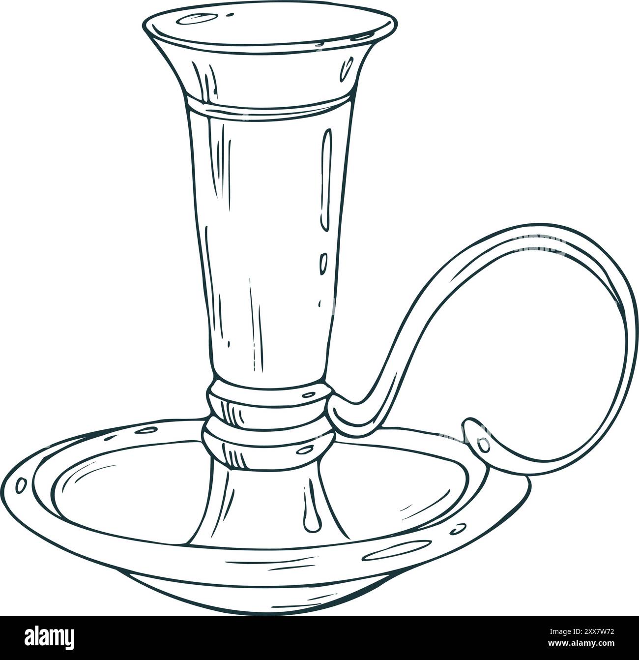 Candlestick with handle gold, copper, bronze without candle, antique ...