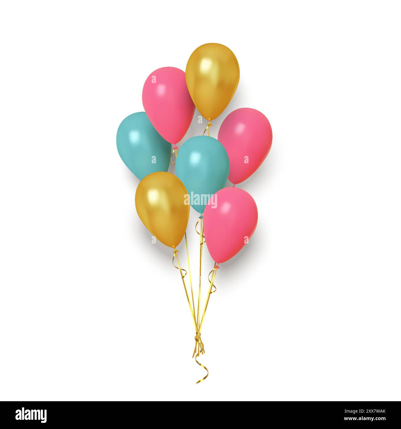 Colorful Balloon Bouquet with Gold, Pink, and Blue Balloons - Realistic ...