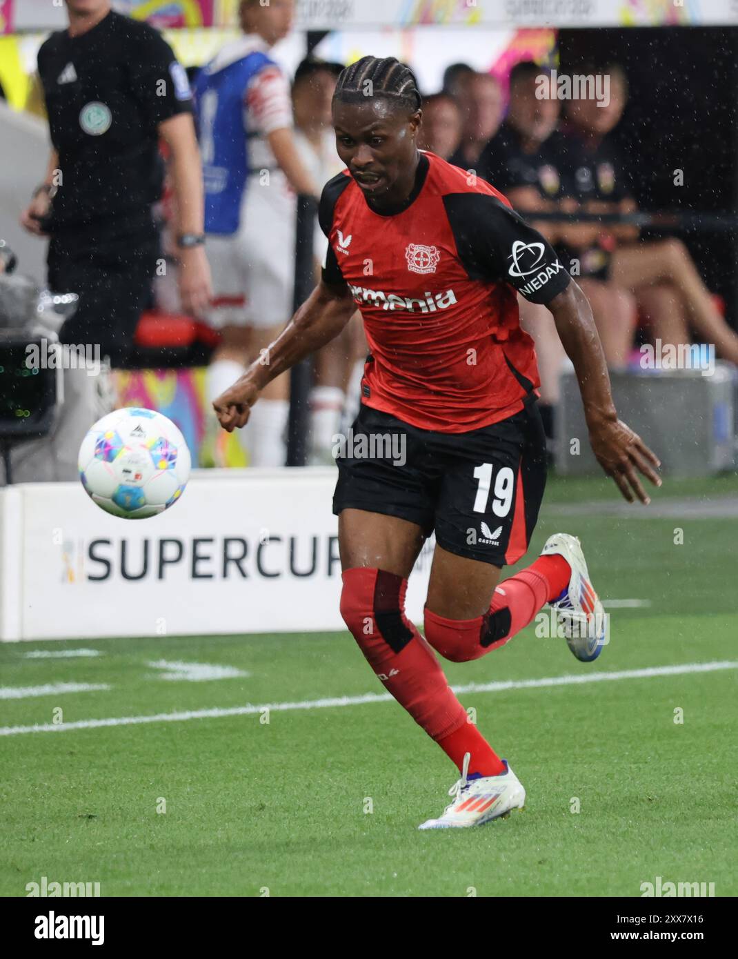 Nathan Tella (Bayer), Leverkusen, Germany, 17.08.2024, Supercup, Bayer 04 Leverkusen - VfB ...