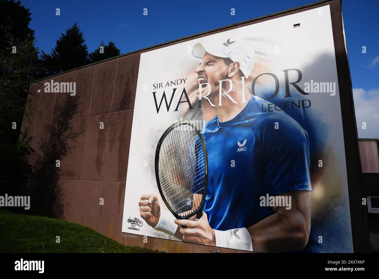 The 20ft artwork outside Dunblane Sports Club of Sir Andy Murray ...