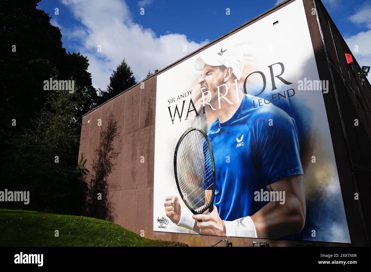 The 20ft artwork outside Dunblane Sports Club of Sir Andy Murray ...