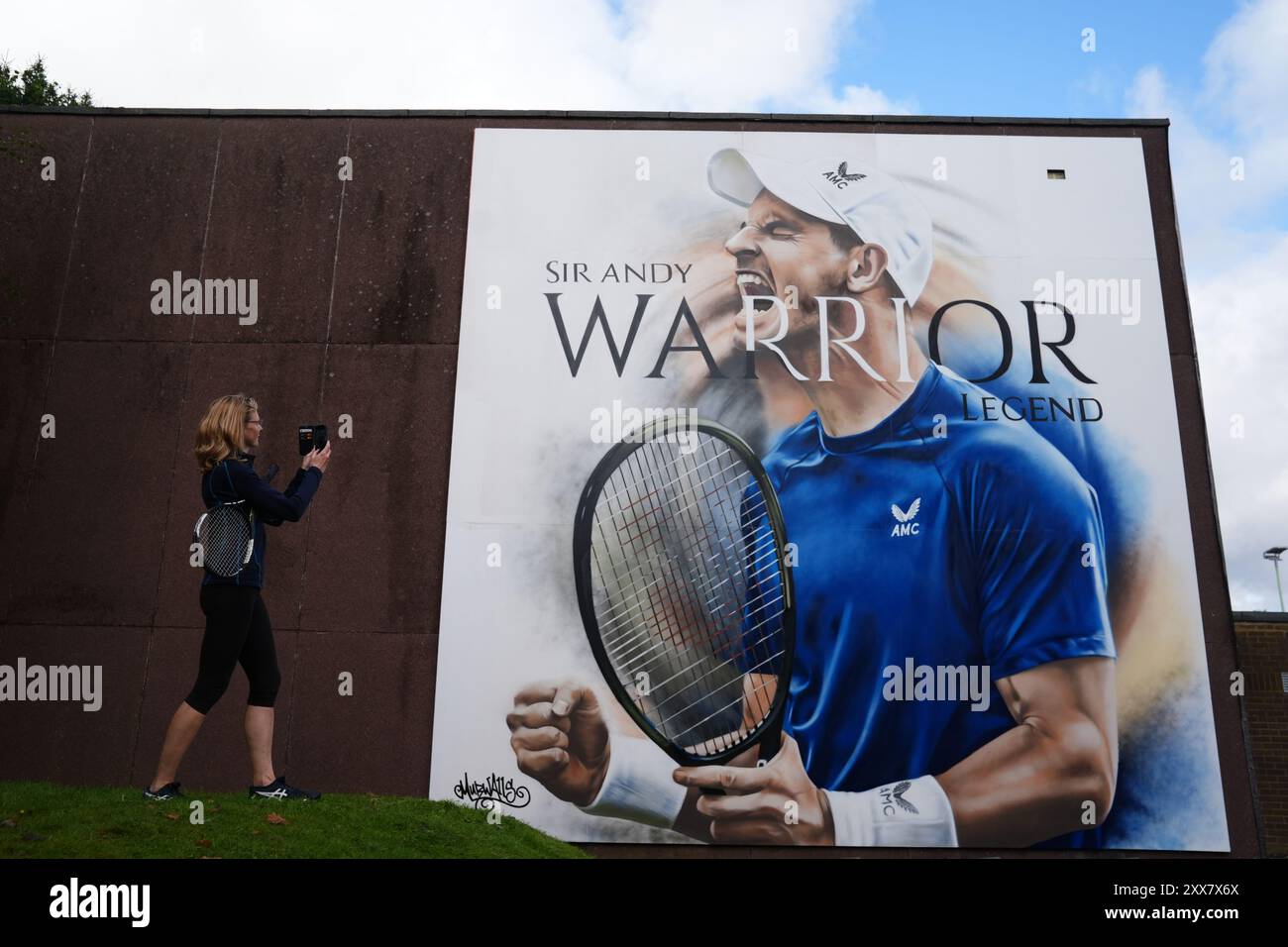 The 20ft artwork outside Dunblane Sports Club of Sir Andy Murray ...
