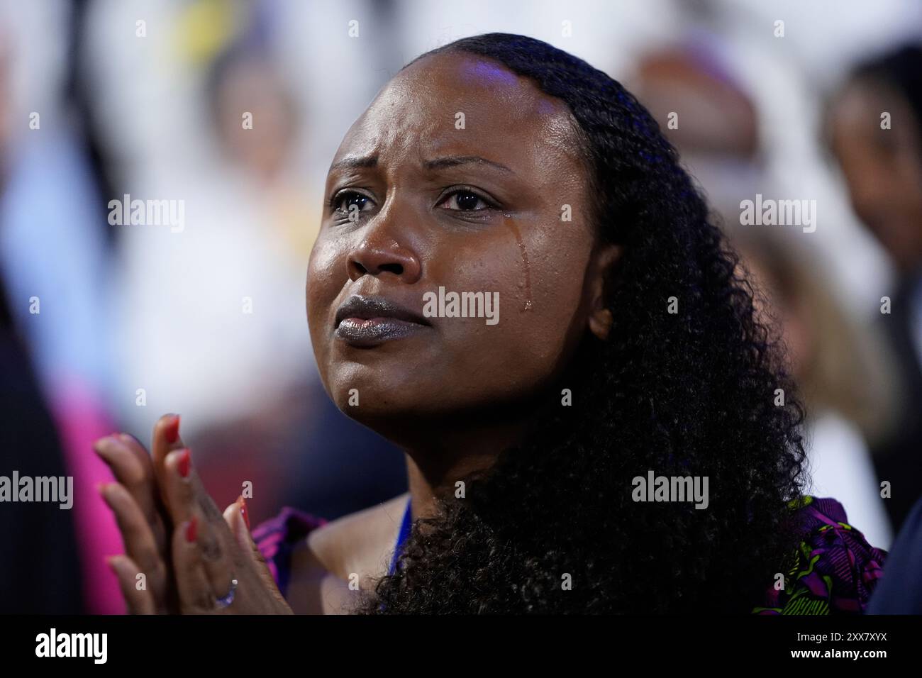 Pennsylvania delegate Dawn Chavous drops a tear as she listens to the ...