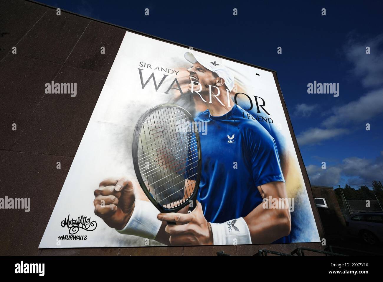 The 20ft artwork outside Dunblane Sports Club of Sir Andy Murray ...