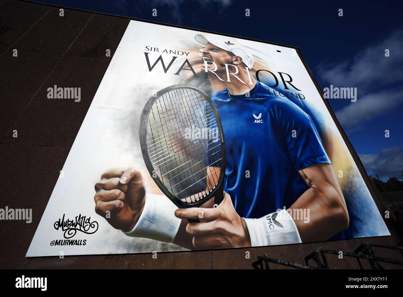 The 20ft artwork outside Dunblane Sports Club of Sir Andy Murray ...