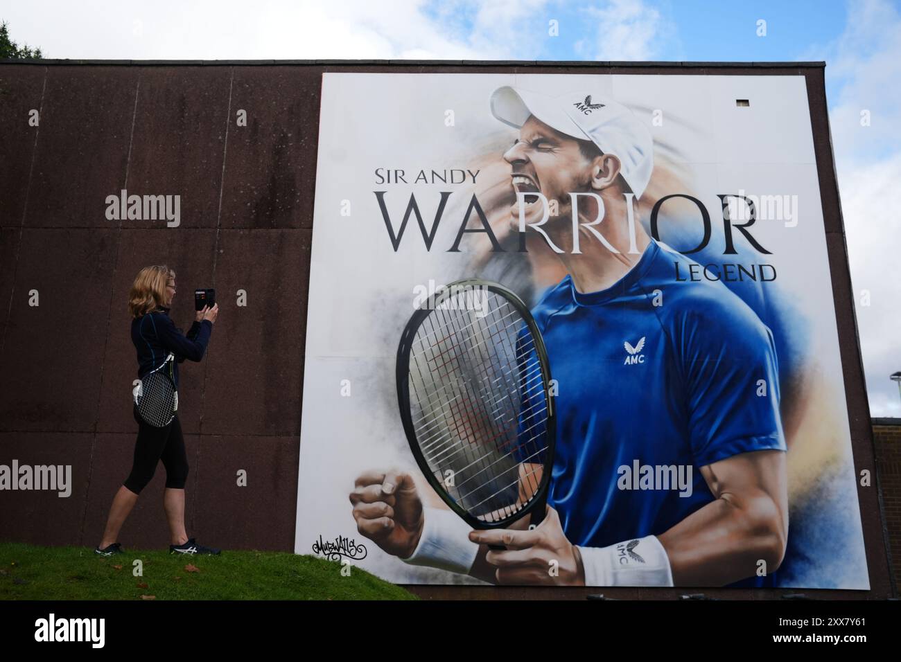 The 20ft artwork outside Dunblane Sports Club of Sir Andy Murray ...