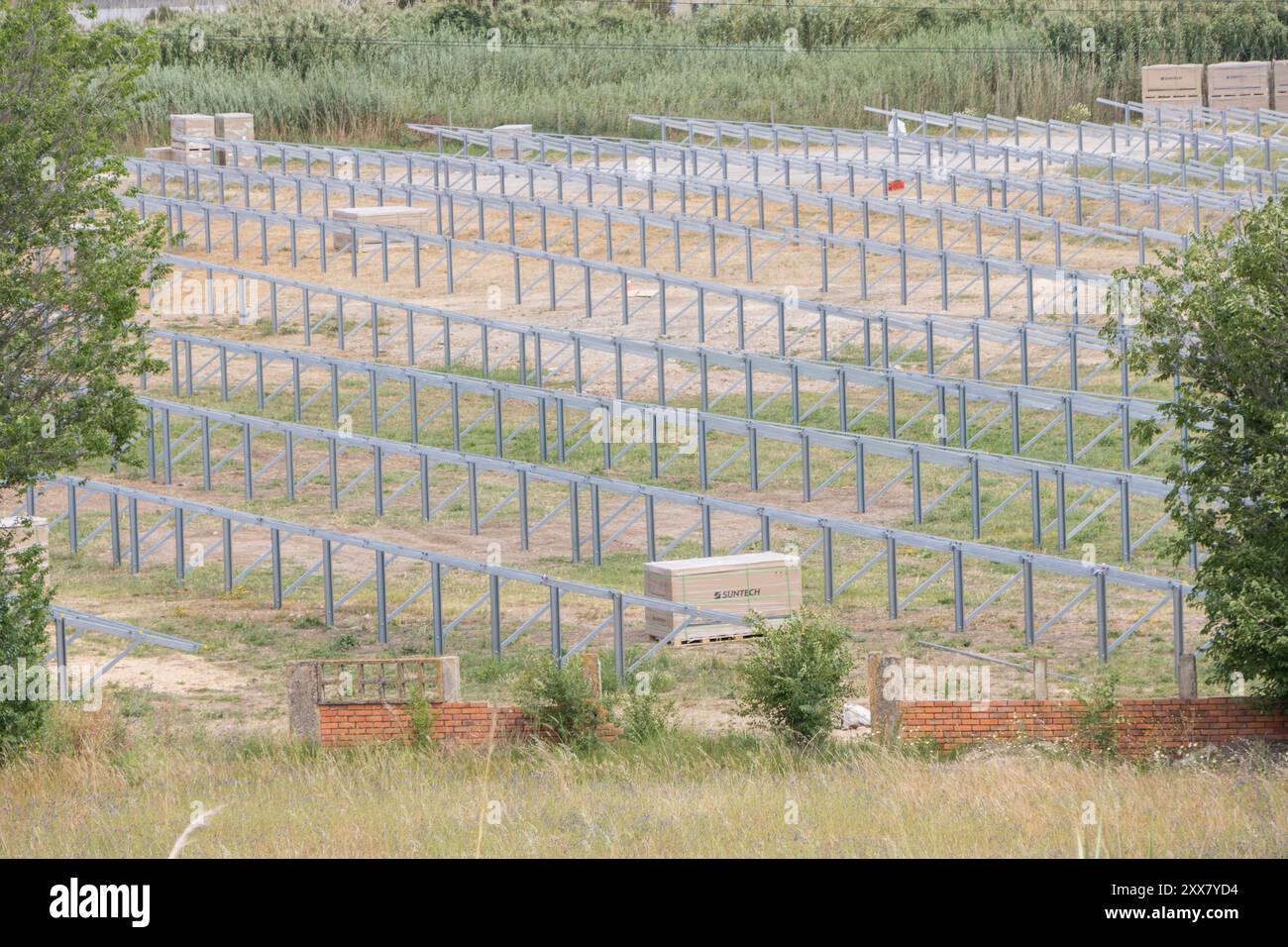 Metal structures prepared for installing solar panels in a photovoltaic ...