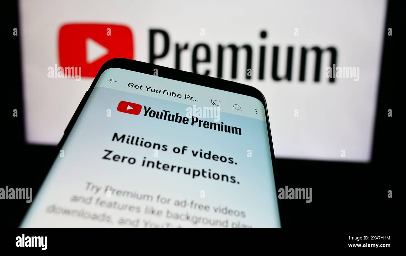 Mobile phone with website of video streaming subscription service ...