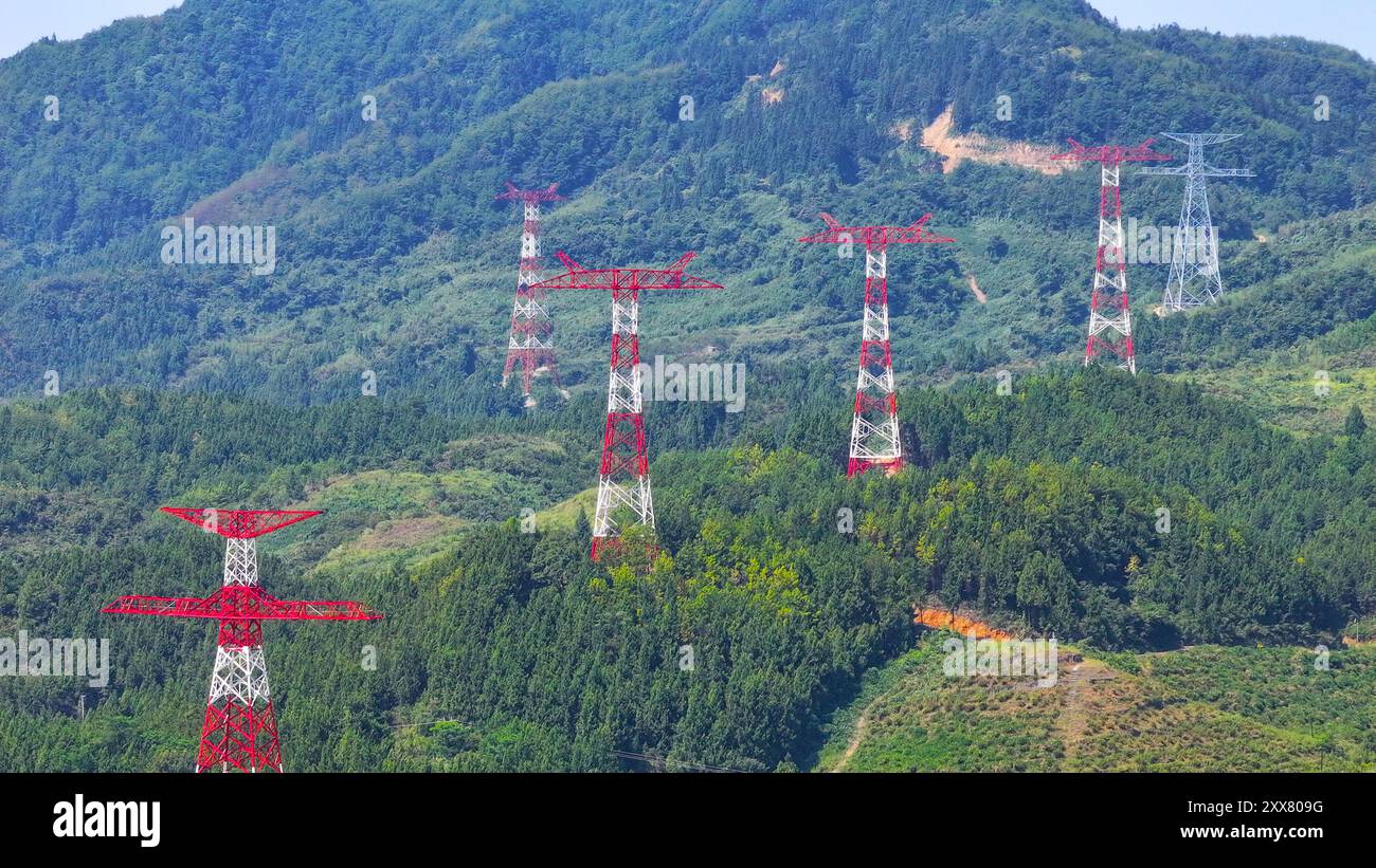 CHONGQING, CHINA - AUGUST 23, 2024 - Towers of the À800 kilovolt UHVDC ...