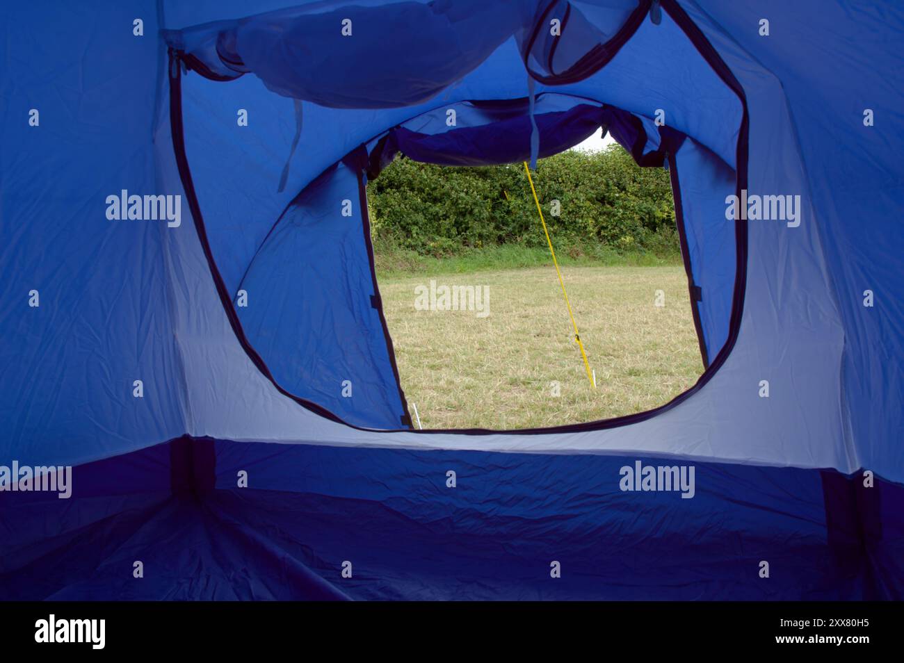 Lightweight backpacking tent seen from inside the inner tent Stock ...