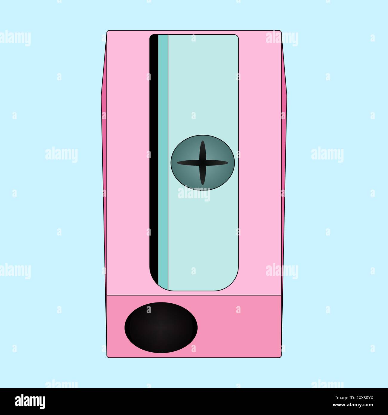 Colorful pastel pink pencil sharpener illustration, ideal for back-to ...