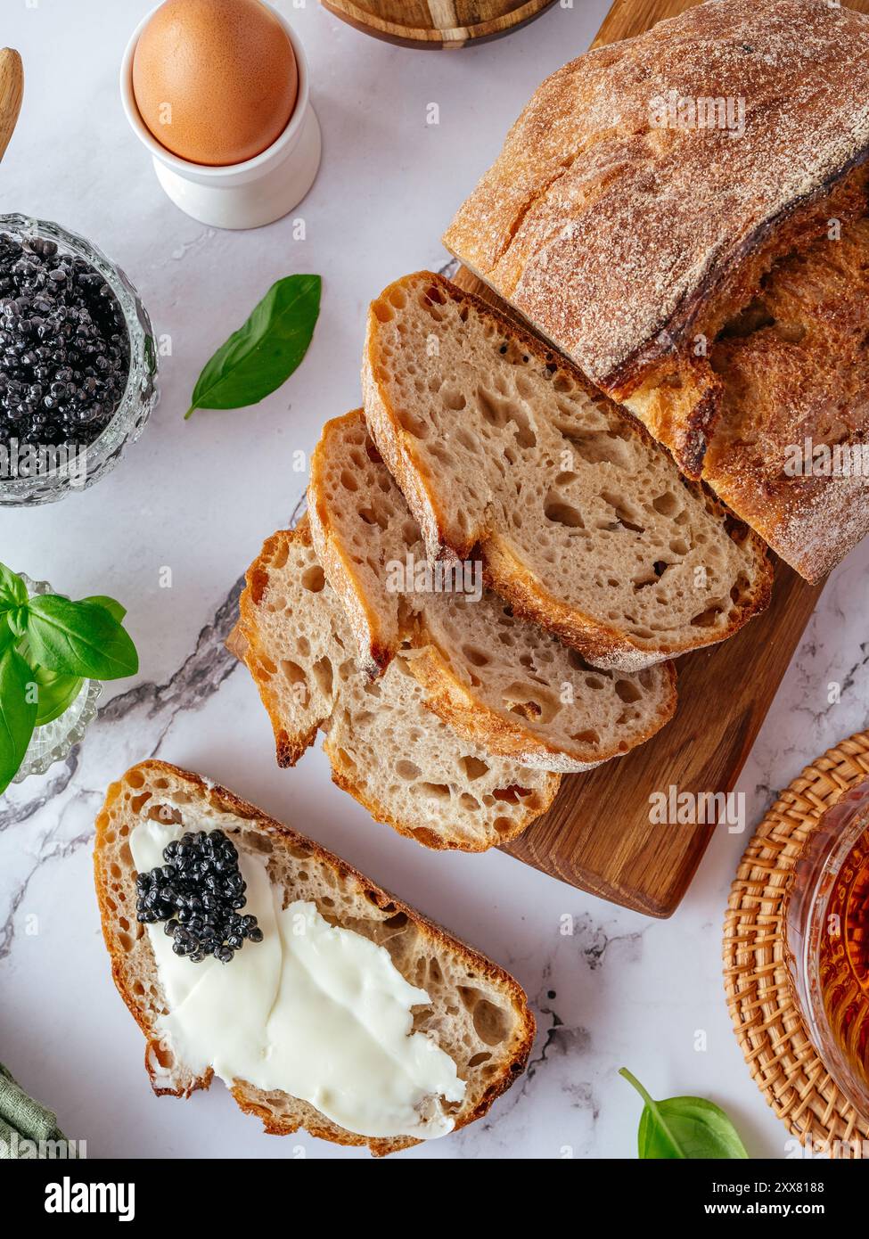 homemade bread and sandwich with butter and caviar Stock Photo - Alamy
