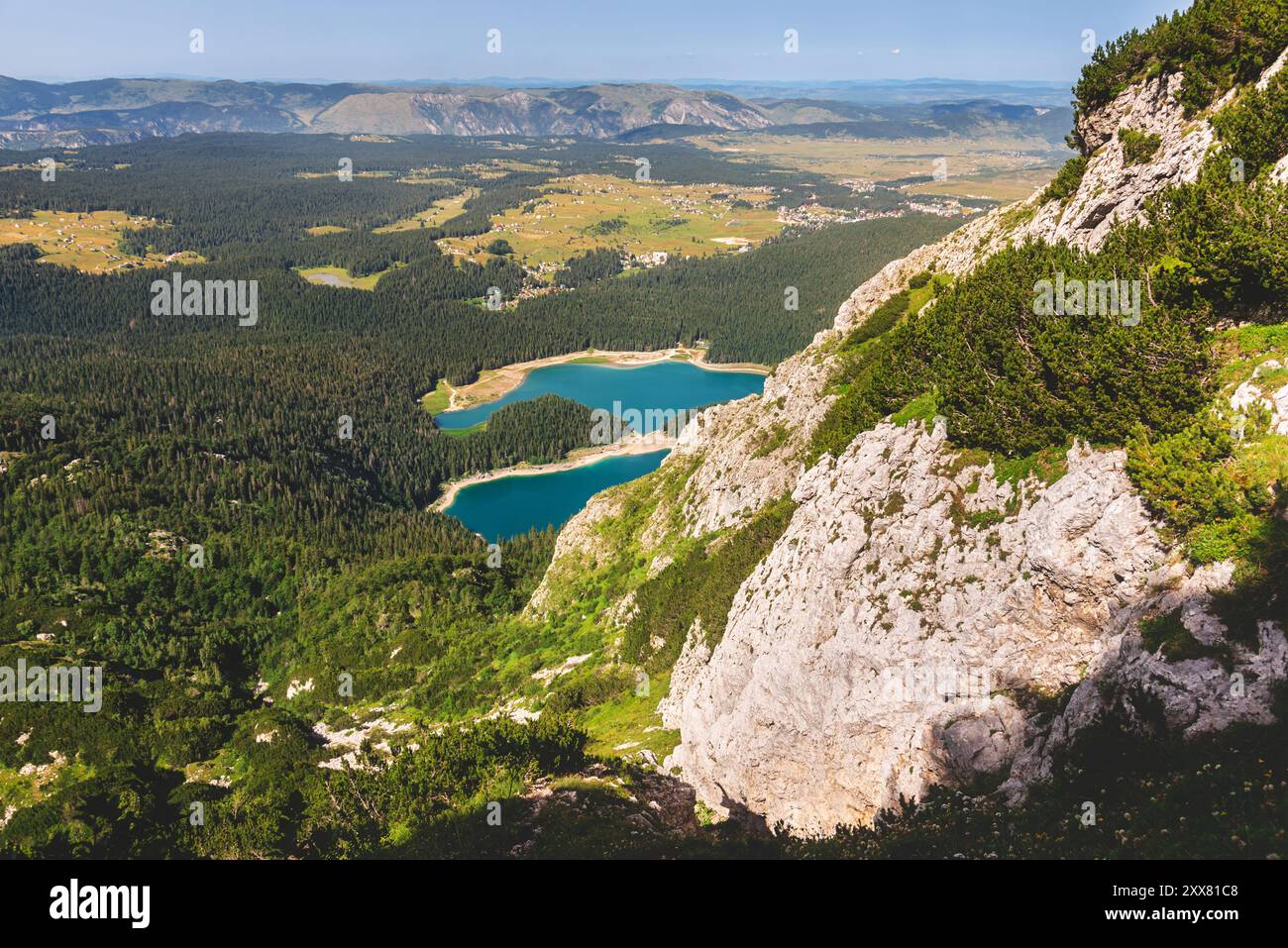 Panorama of Black Lake from Mountain Hiking Trail Stock Photo - Alamy