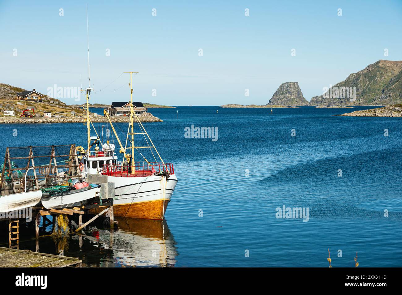 views of the fishing village of Giesvaer and its surroundings, Mageroya ...