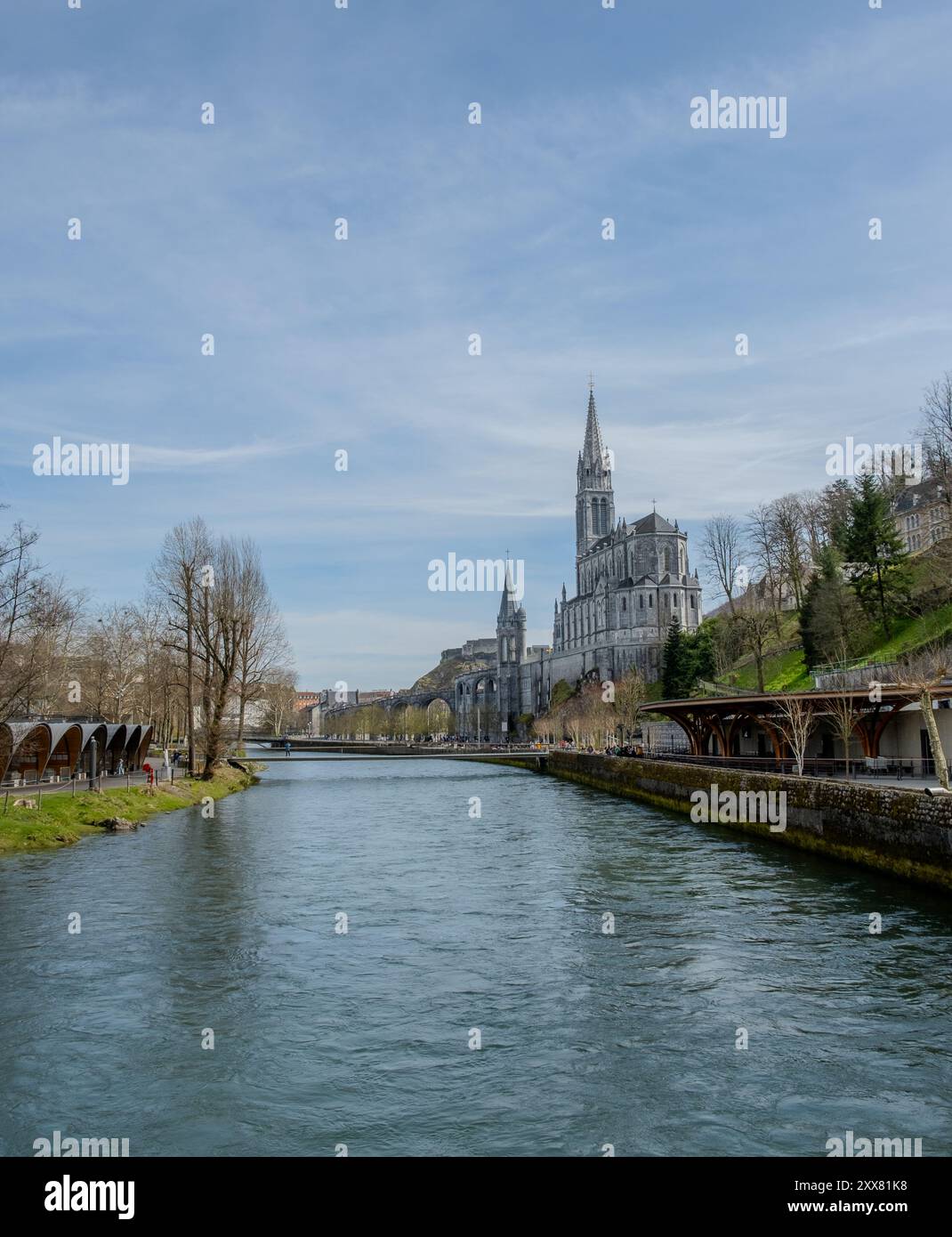 Lourdes Cathedral's Majestic Gothic Spires in France Stock Photo - Alamy