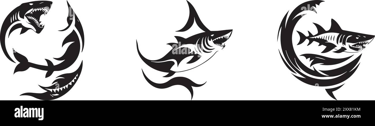 Set of shark tattoos Stock Vector Image & Art - Alamy