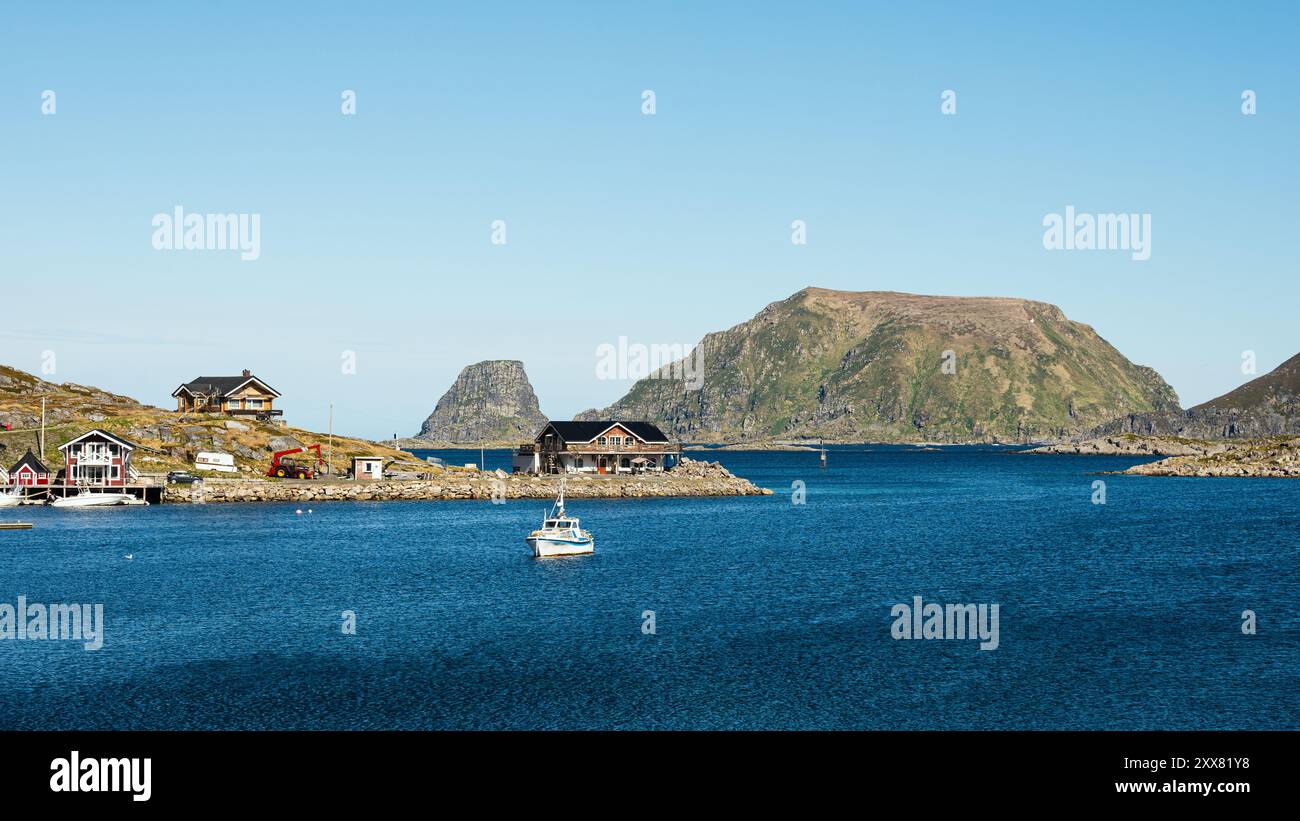 views of the fishing village of Giesvaer and its surroundings, Mageroya ...