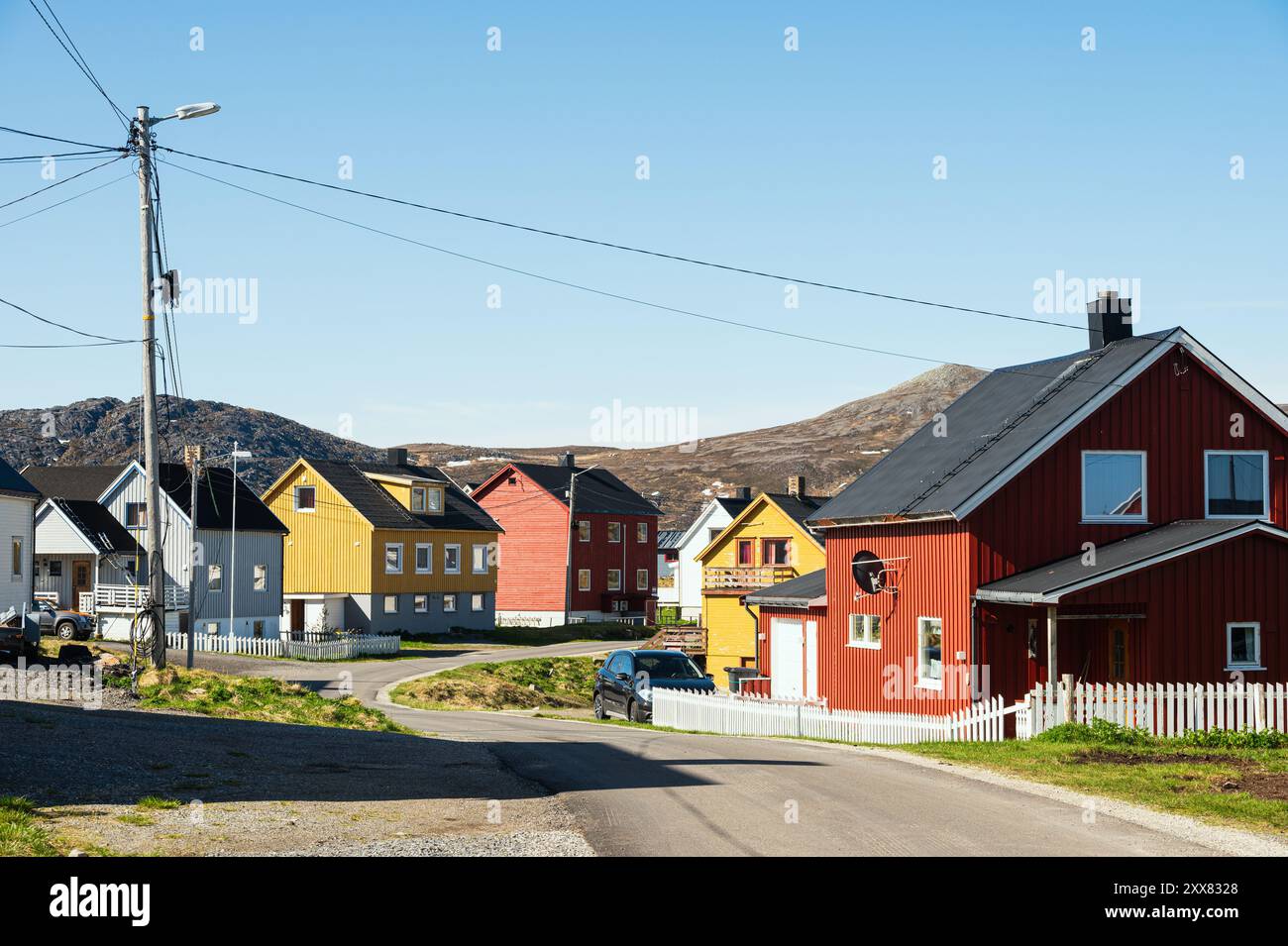views of the fishing village of Giesvaer and its surroundings, Mageroya ...