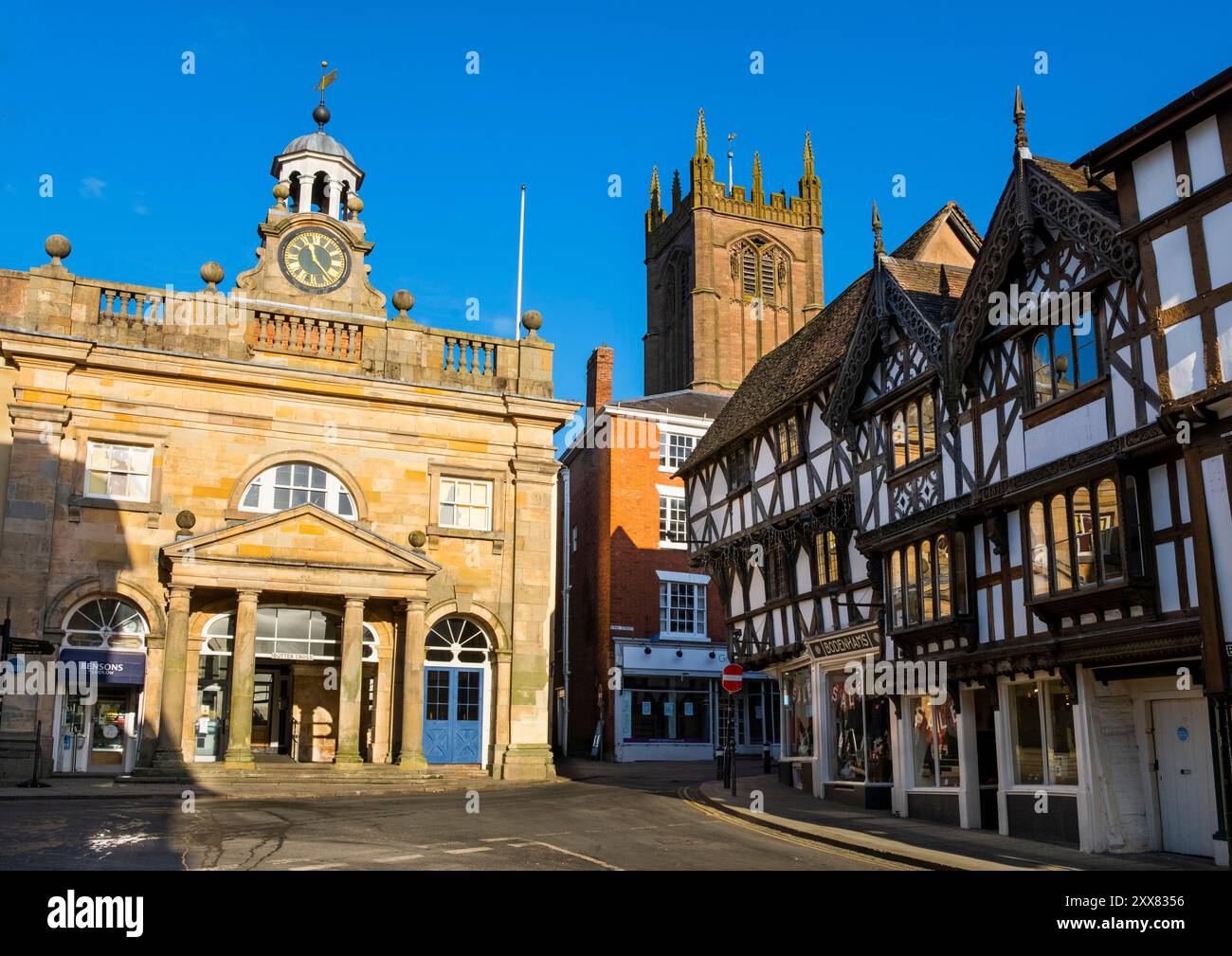 St Laurence's Church overlooks the Buttercross and Broad Street, Ludlow ...